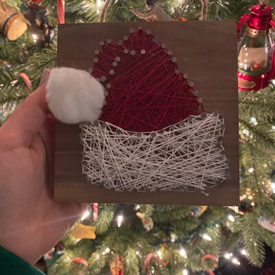 5 X 5 Santa Hat String Art Kit DIY Adult Christmas Holiday Craft ...