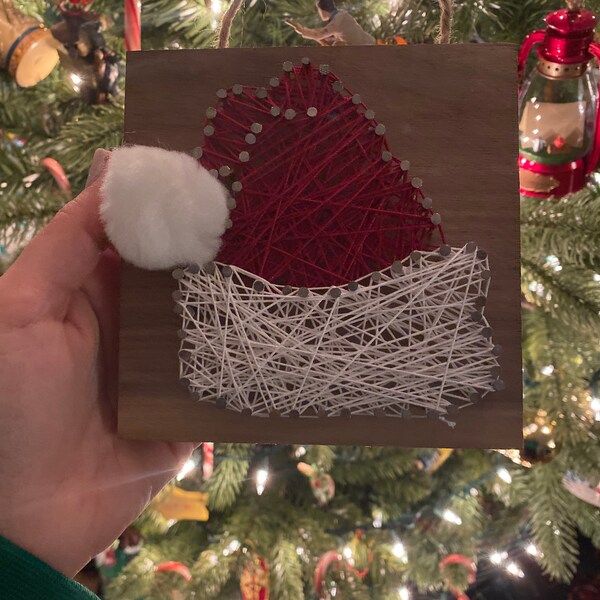 5" X 5" Santa Hat String Art Kit | DIY Adult Christmas Holiday Craft ...
