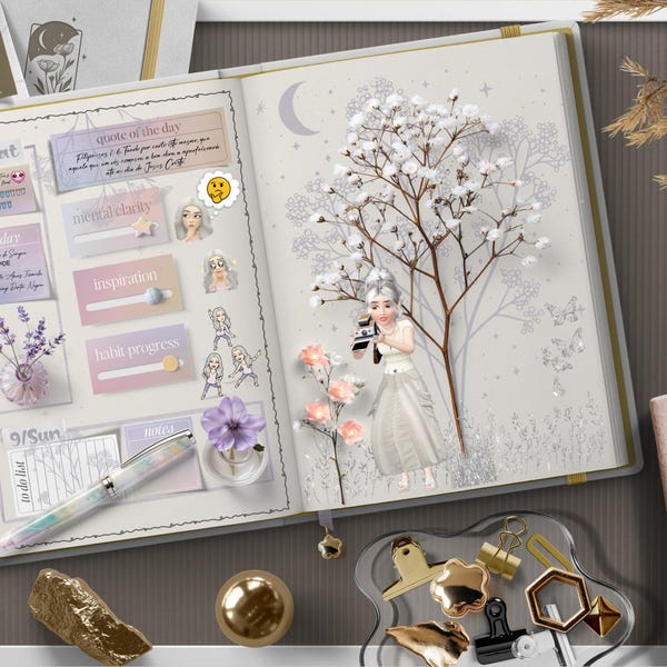 Essential Digital Paper Widgets - Gradient | Realistic Digital Stickers ...