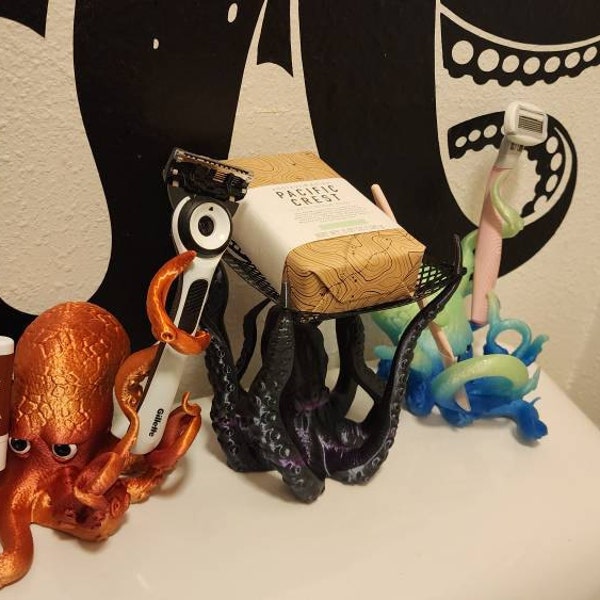 Custom Octopus Toothbrush Holder: Hand-painted Eyes, Ocean Bathroom ...