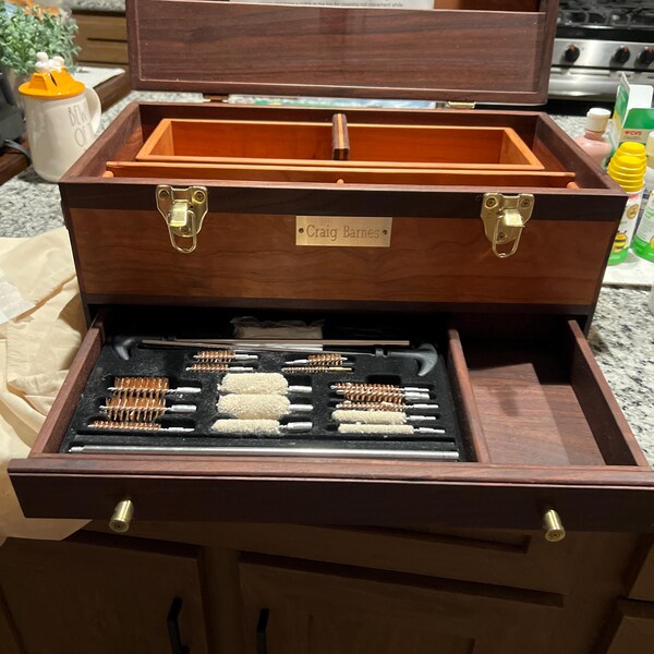 Oak and Walnut Wood Gun Cleaning Box (SPECIAL ORDER) - Etsy