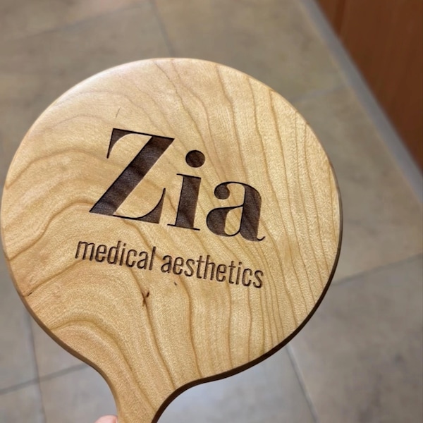 Custom Wood Hand Mirror | Name | Logo | Monogram | Laser Engraved - Etsy