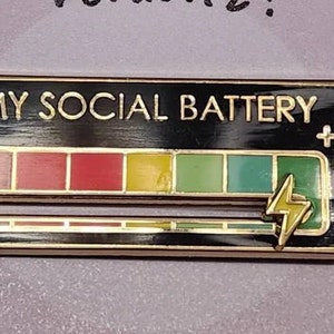 The Original Social Battery Sliding Enamel Pin, Interactive Enamel Pins ...