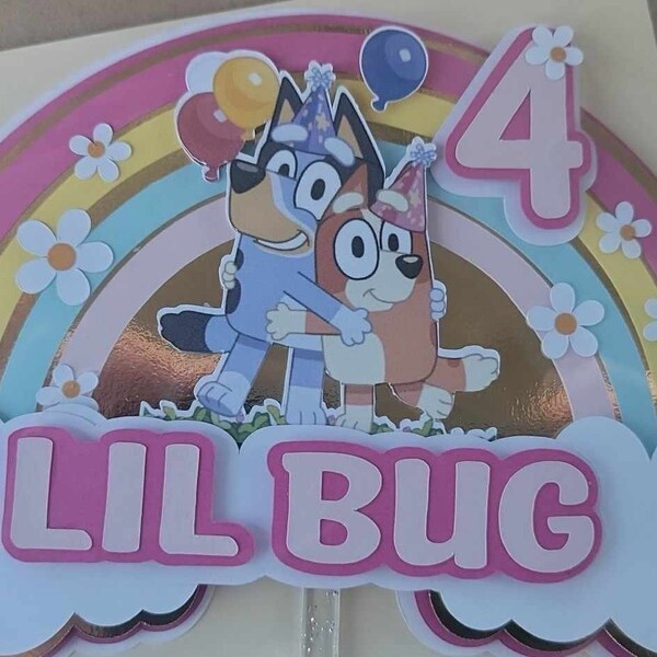Bluey Inspired Cake Topper, Personalized Bluey Birthday. - Etsy
