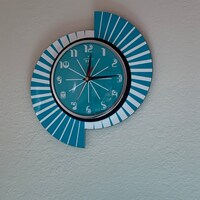 Colour Etched Lucite Formica Wall Clock From Royale - Midcentury ...