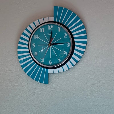 Colour Etched Lucite Formica Wall Clock From Royale Midcentury ...