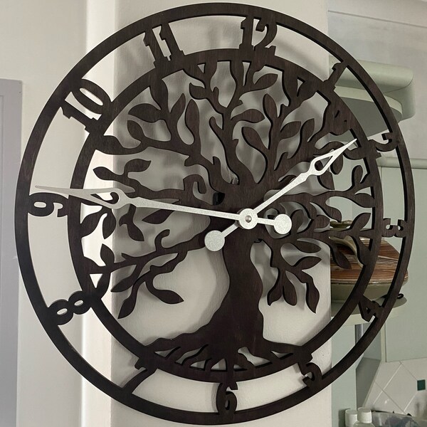 Modern Large Silent Clock, Tree Clock, Farmhouse Clocks for Wall, Tree ...