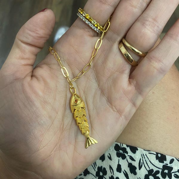 Movable 3D Articulated Fish Necklace, Pave Fish Necklace, Pisces ...