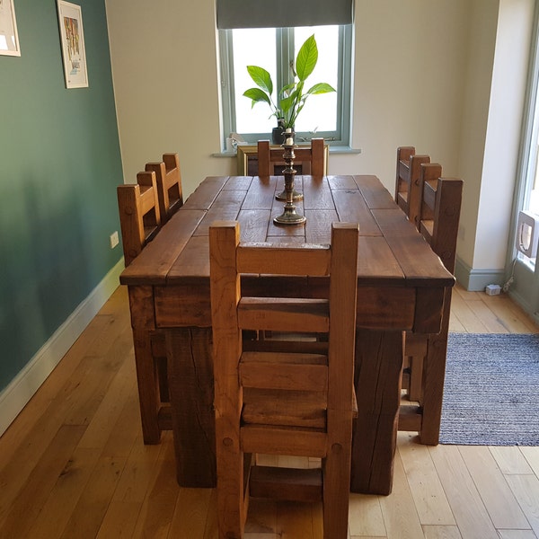 Chunky Rustic Dining Table Made From Old French Oak. - Etsy
