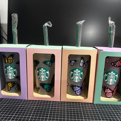 24oz Cold Cup Box Template, Gift Box Template, Window Box Template, SVG ...