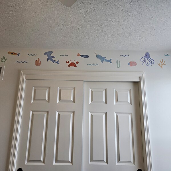 Ocean Animal Wall Decals Removable, Reusable Wall Stickers Watercolor ...