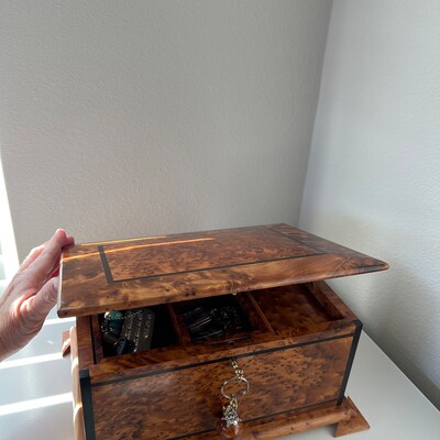 Handmade Secret Opening Wooden Jewelry Box,unique Trinket Box,burl ...