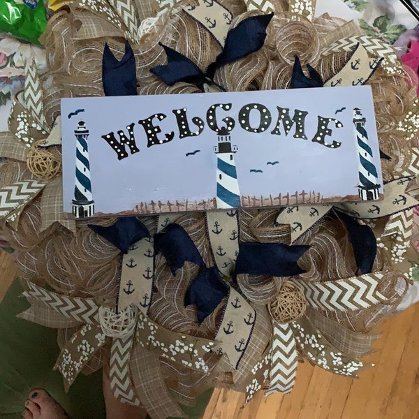 Lighthouse Welcome Sign - Etsy