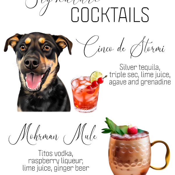 Dog Custom Drink Signature Cocktails Wedding Printable Sign Pet ...