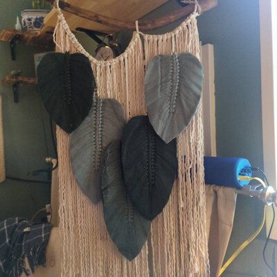 Large Macrame Leaf Wall Hanging, Macrame Wall Hanging, Green Wall Art ...