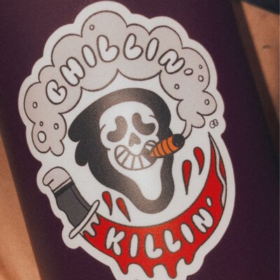 Chillin' & Killin' Scream Ghostface Halloween Horror Movie Sticker - Etsy