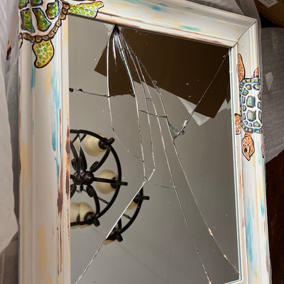 Hand Painted Turtle Mirror, Beach Turtle Mirror, Beach Decor, Beach ...