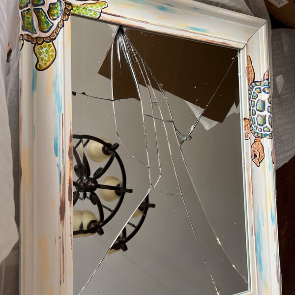 Hand Painted Turtle Mirror, Beach Turtle Mirror, Beach Decor, Beach ...