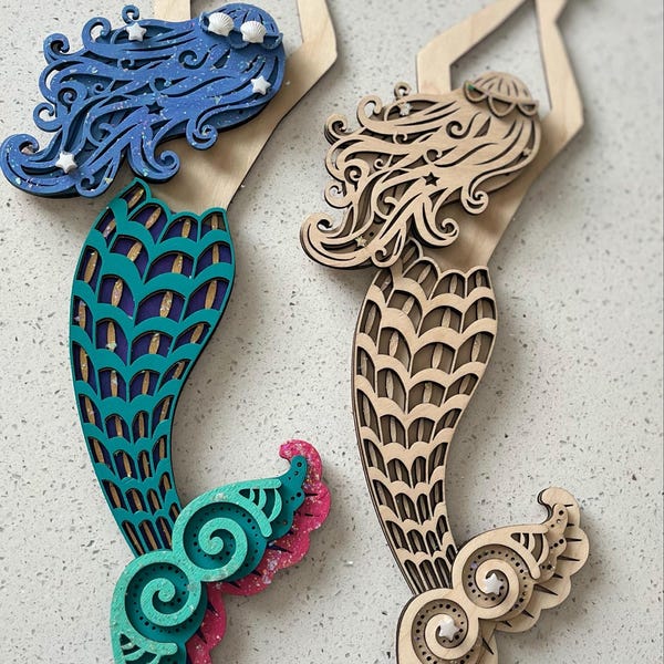Mermaid 3D Layered Laser Cut File SVG Glowforge Cut File - Etsy