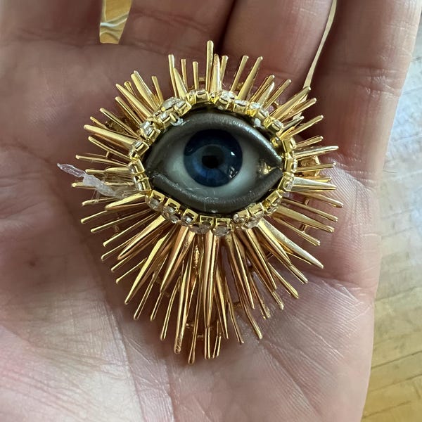 Sea Urchin Wink - Gold Tone Eyeball Brooch Pin - Etsy