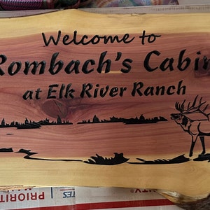 Live Edge Wood Sign Wooden Cedar Carve Cabin Outdoor Sign Custom Wood ...
