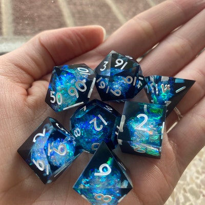 Stardust Geode Holographic Handmade Resin Sharp Edge Dice Set for Dnd ...