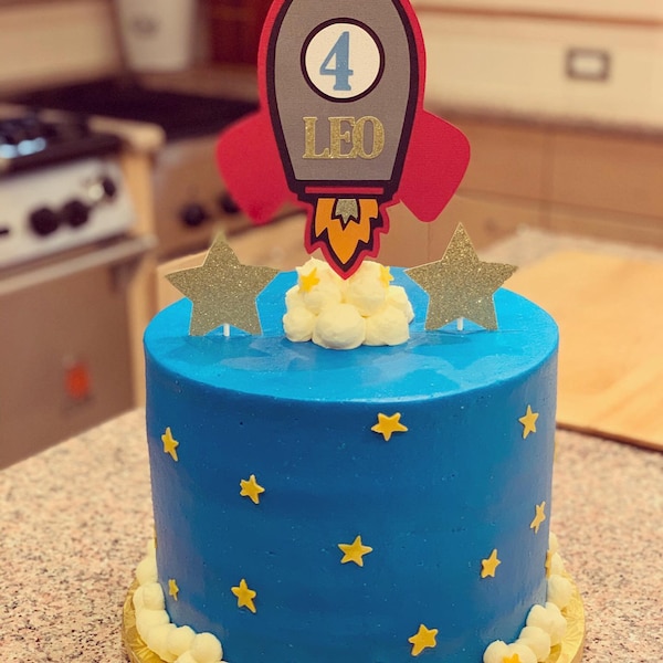Rocket Cake Topper, Outer Space Cake Topper, Space Birthday, Spaceship ...