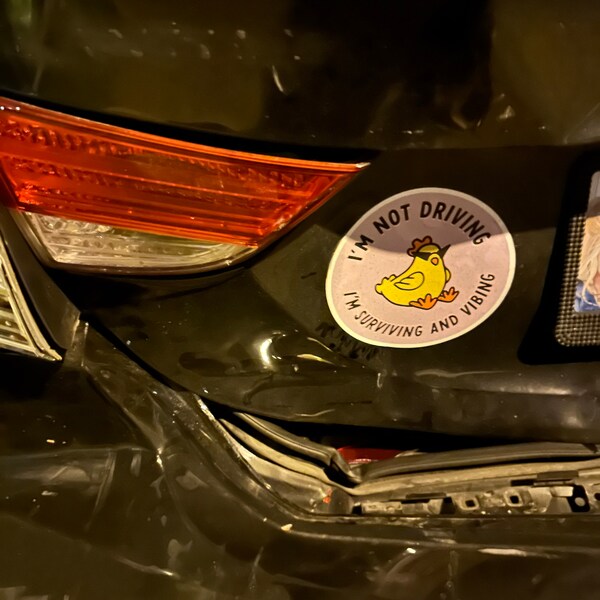 Surviving and Vibing 6 Round Circle Bumper Sticker Millennial Gen Z ...