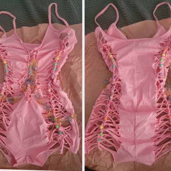 Custom Color Beaded Slit Weave Romper - Etsy