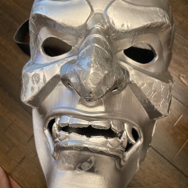 Kabuto Japanese Mask Silver Chrome, Wearable, Oni Samurai Full Face ...