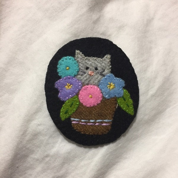 Cute Cats Wool Pins Pattern PDF - Embroidery Hand Kitty Brooch Jewelry ...