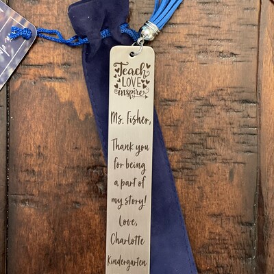 Personalized Teacher Appreciation Bookmark, End of the Year Teacher ...