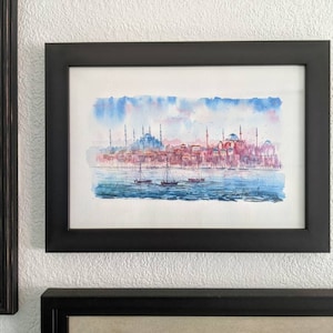 Istanbul Original Watercolor Painting. Galata Tower City | Etsy