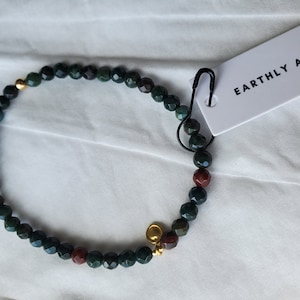 Bloodstone Bracelet Dainty Bloodstone Beaded Bracelet 14K Gold Filled ...