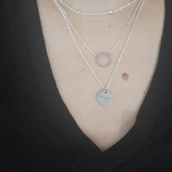 Custom Triple Layering Necklace, Engraved Layer Necklace Set, Multi ...