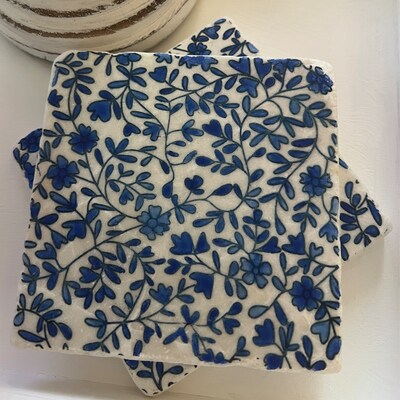 Delft Blue Canal Houses Marble Coaster Set. Classic Marble Coaster Set ...