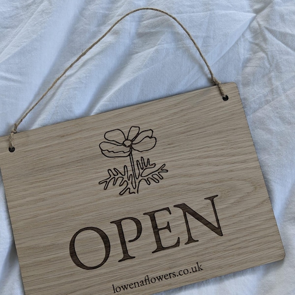 Personalised Wooden Open and Closed Sign for Business - Eco-friendly 2 ...