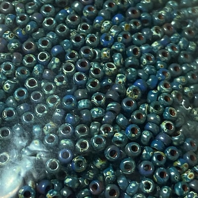 GLAZED NEBULA BLUE Rainbow 6/0 Miyuki Seed Beads Frost Opaque Glaze ...