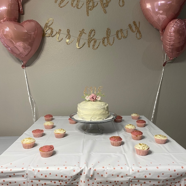 Dusty Rose First Birthday High Chair Banner: Floral Party Decor - Etsy