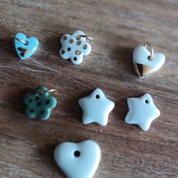 Artisan Porcelain Light Lilac Gold Star Charm Pendant - Etsy