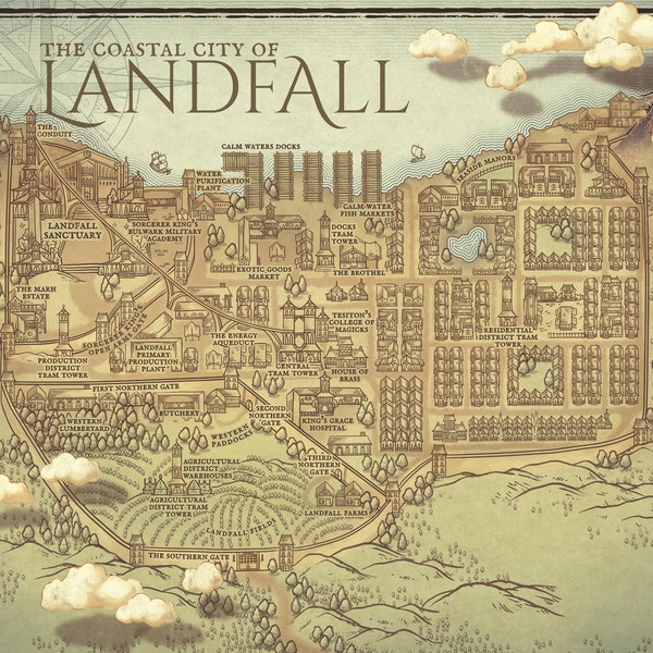 Dark Fantasy USA Map - Map of American State Capitals, Fantasy America ...