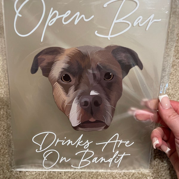 Pet Wedding Bar Sign, Open Bar, Acrylic Sign, Custom Dog Wedding Sign ...