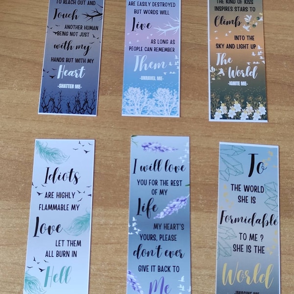 Shatter Me Series Bookmarks - Shatter Me | Ignite Me | Tahereh Mafi ...