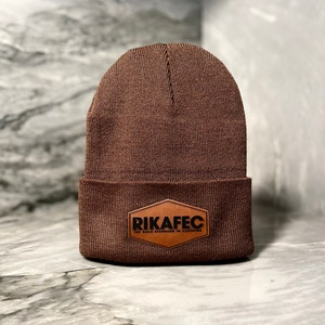 Custom Leather Patch Knit Beanie Design Your Own - Etsy