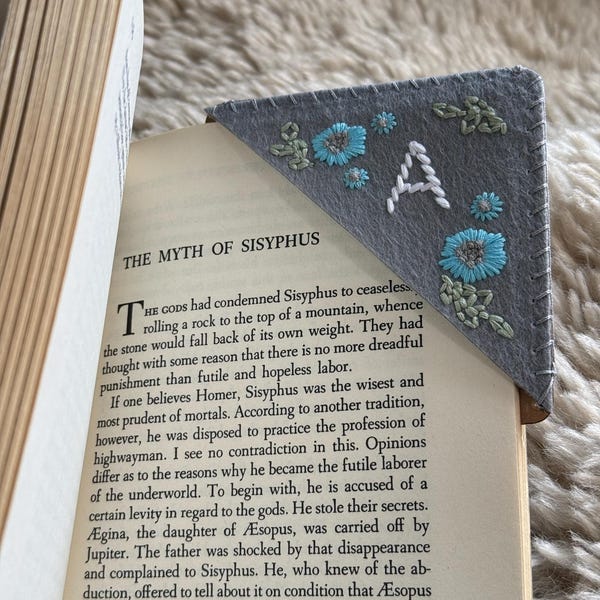 Handmade Embroidered Corner Page Bookmark, A to Z Letters Personalized ...