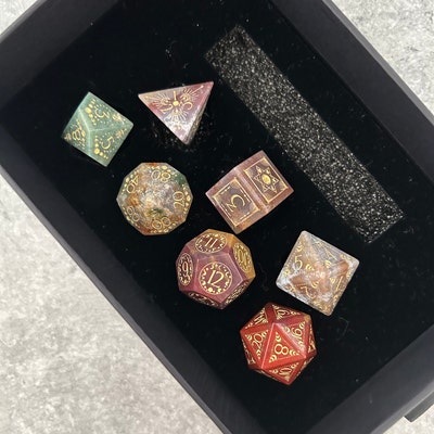 Dnd Dice Set Coral Fossil Polyhedral Dice Set Gemstone Set Dungeons and ...