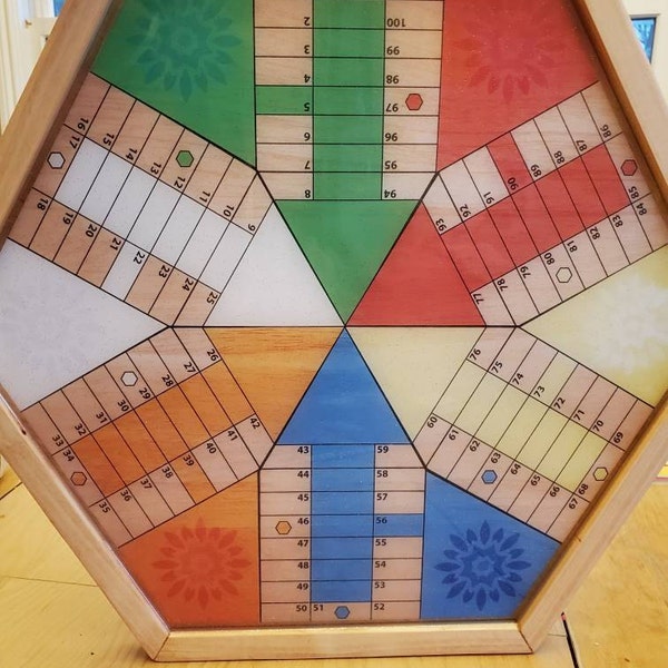 Parcheesi Board for 6 Players - COLOMBIA BOARD. Hand Made With Wood ...