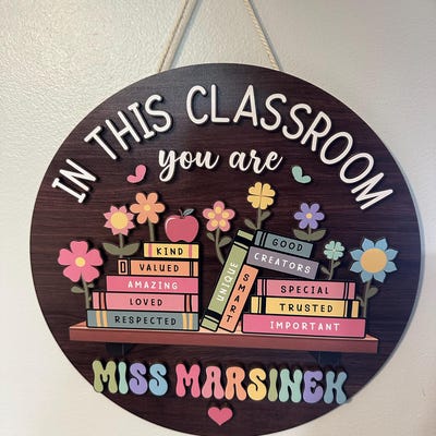 Custom Teacher Door Hanger, School Decor, Classroom Sign Door Decor ...