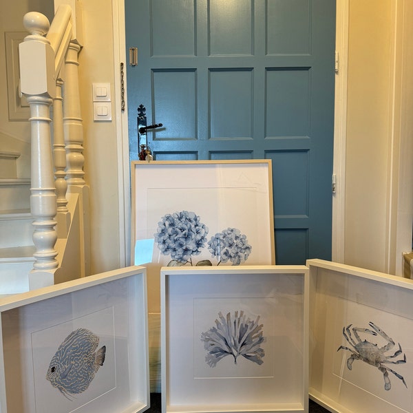 Watercolor Coastal Wall Decor, Light Blue Nautical Art, Set of 3 Prints ...