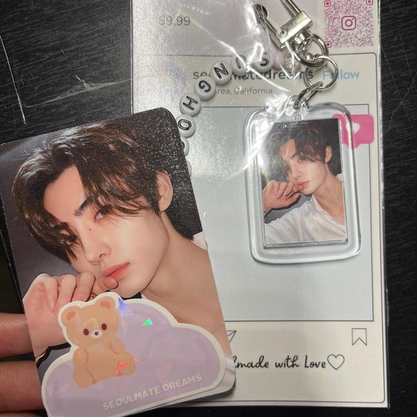 Aespa Kpop Keychain Double Sided Photo With Beaded Name Charm Karina ...